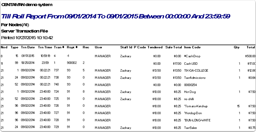 Enterprise: Finance Basics - Transaction Audit Report/Till Roll